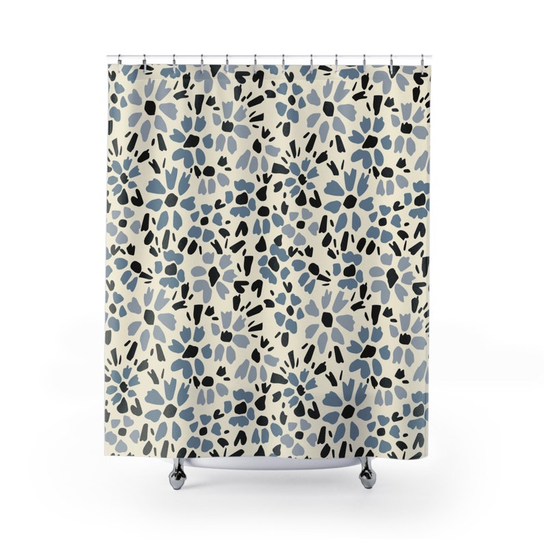 Abstract Shower Curtain Floral Shower Curtain Black White Shower