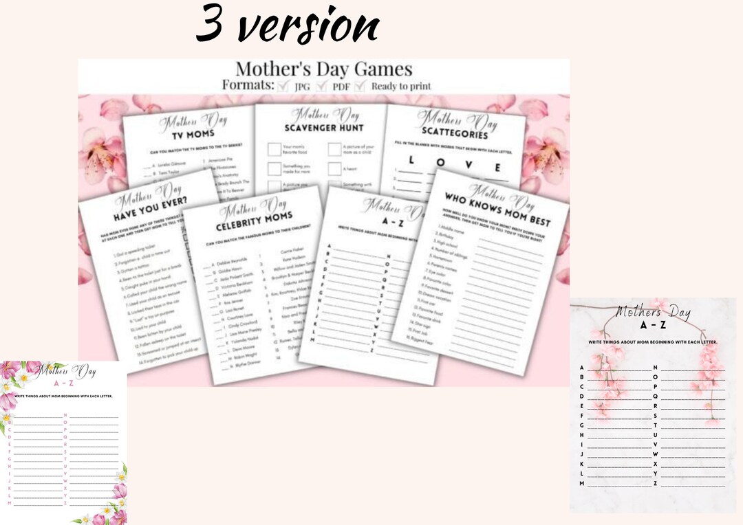 Printable Mothers Day Game Bundle Mothers Day Games for Mothers Day ...