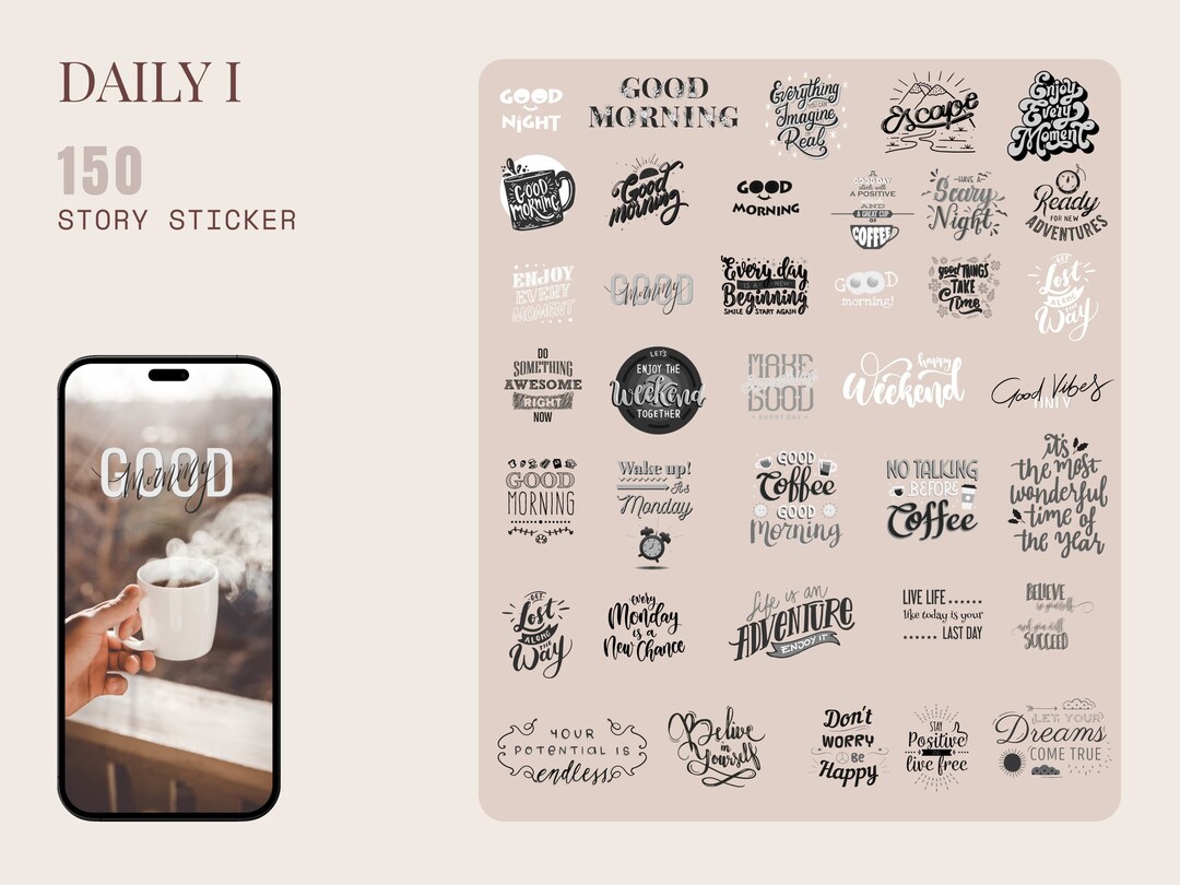 150 Instagram Story Sticker Daily I Good Morning Days of the Week ...