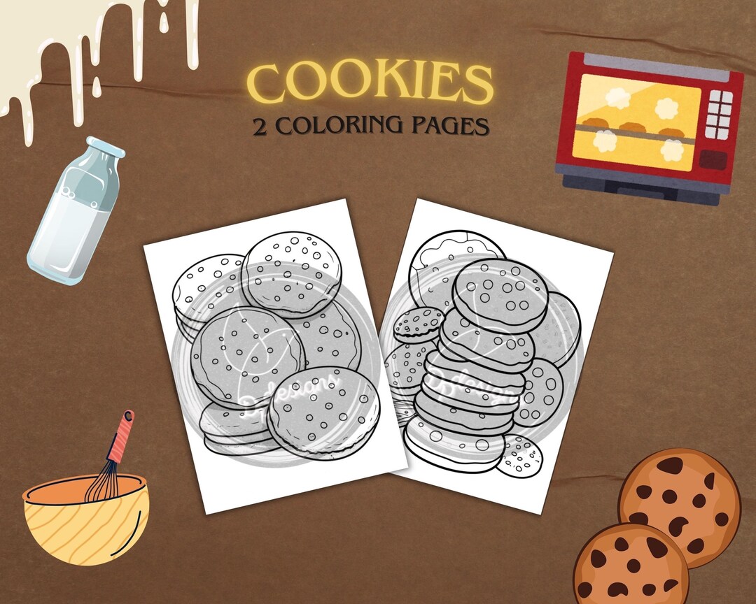COOKIE COLORING PAGES, Printable, Easy Download, for Kids, for Adults ...