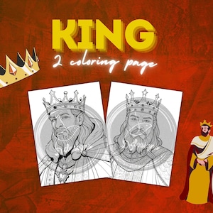 COLORING PAGES, KING, Printable, Easy Download, for Kids, for Adults - Etsy