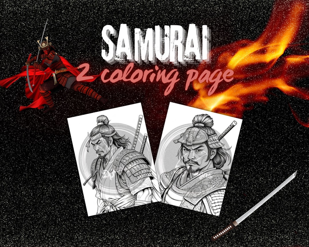 COLORING PAGES, SAMURAI, Printable, Easy Download, for Kids, for Adults ...