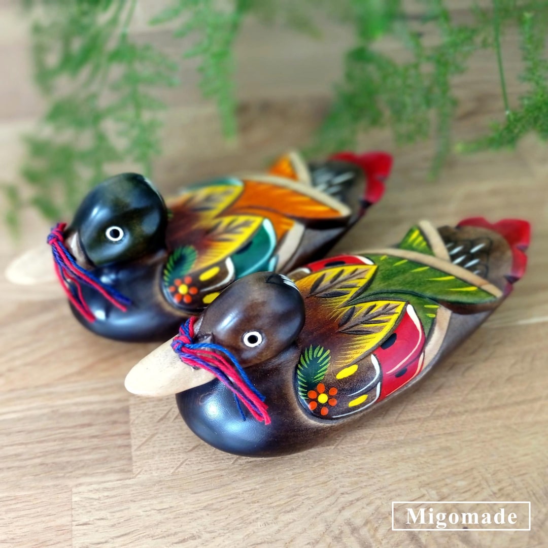 Handcrafted Wooden Duck Pair Figurines: A Traditional Korean Wedding ...