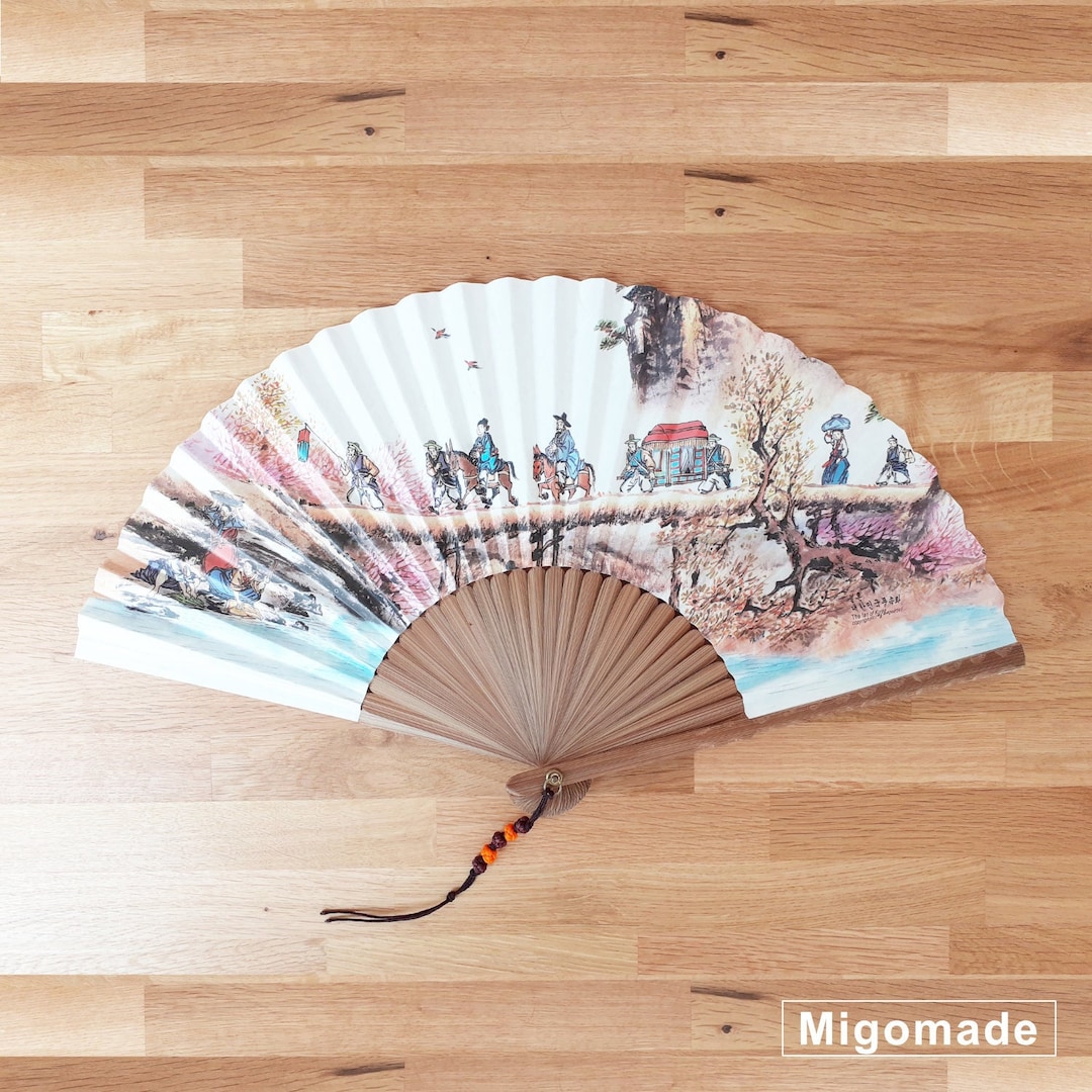 Traditional Korean Wedding Scene Hand Folding Fan With Tassel: A ...