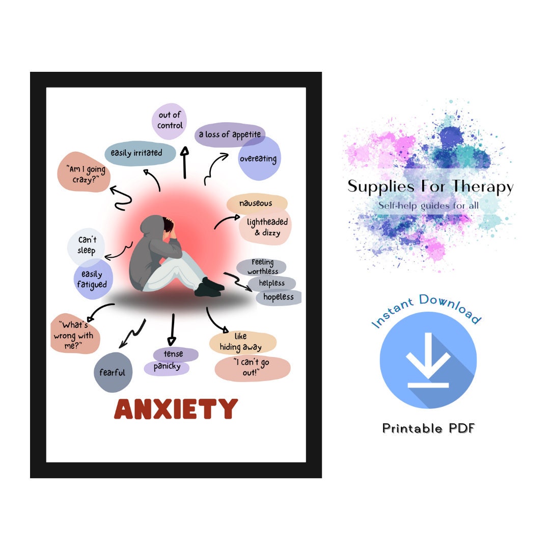 Anxiety Makes You Feel Poster, Therapy Room Decor, Therapy Worksheet ...