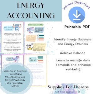 Energy Accounting Worksheets, Anxiety Management, Autism Energy ...