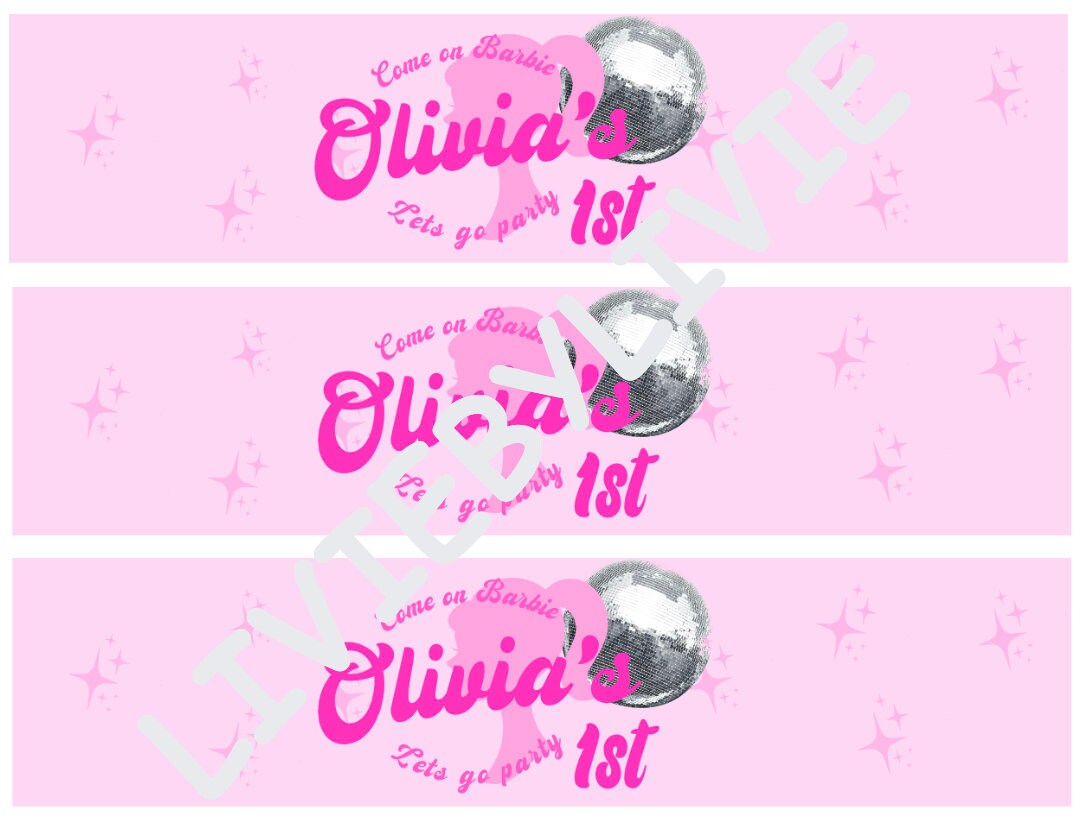 Digital Barbie Water Bottle Labels - Etsy