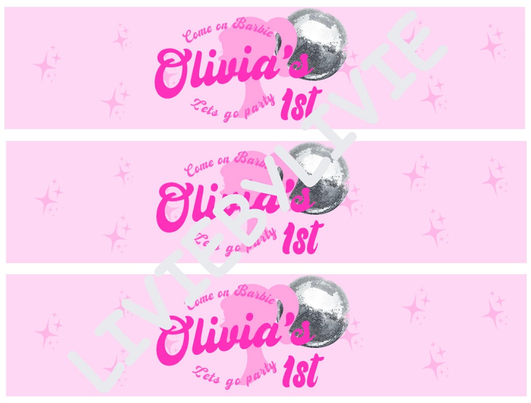 Digital Barbie Water Bottle Labels - Etsy