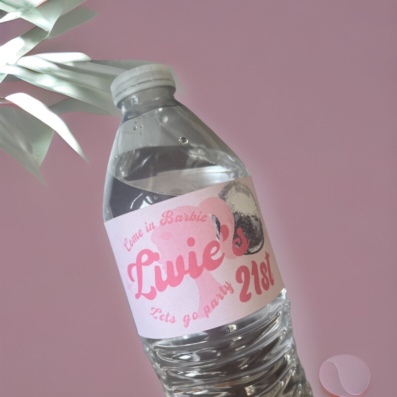 Digital Barbie Water Bottle Labels - Etsy