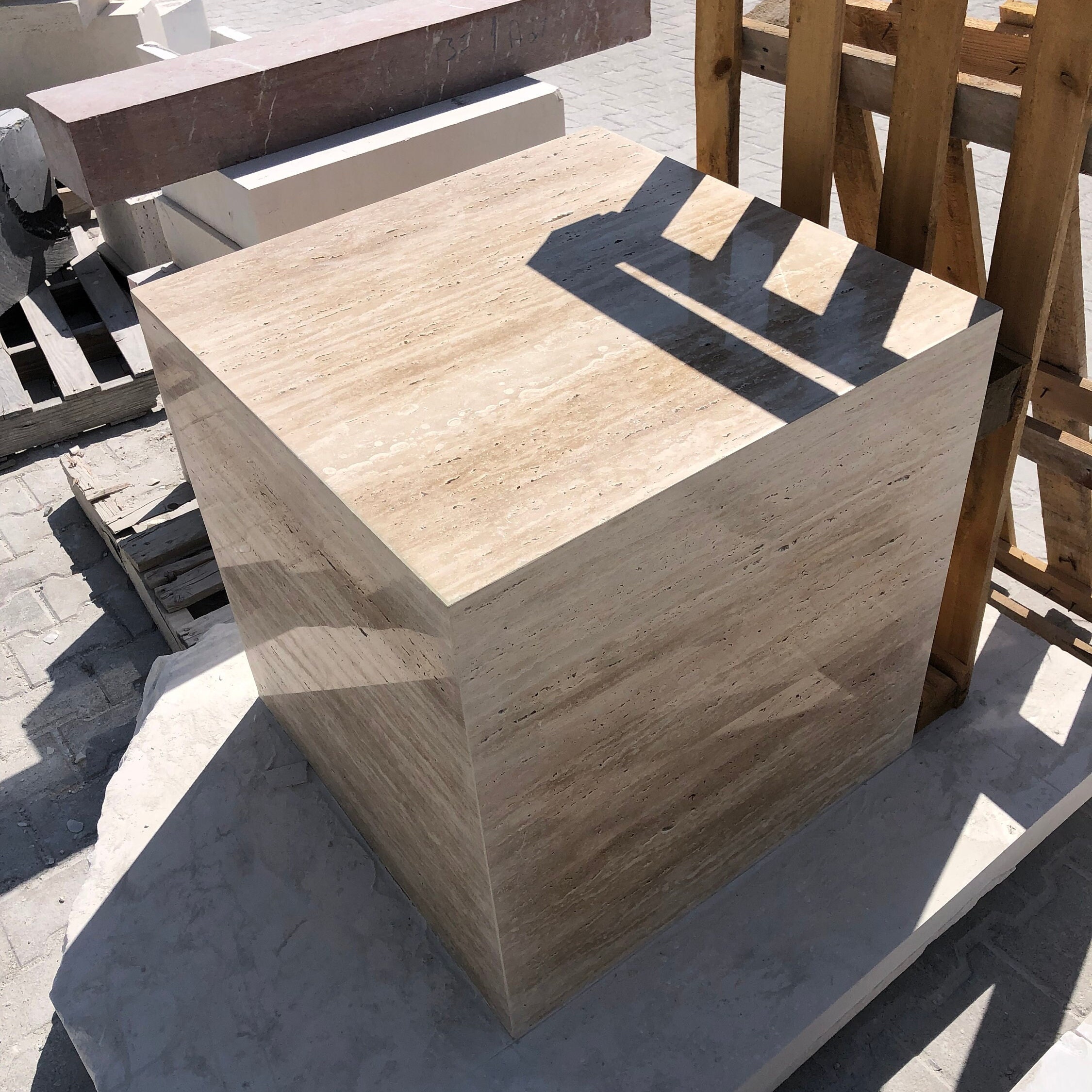 Travertine Plinth Side Table Coffee Table Travertine Table Travertine ...