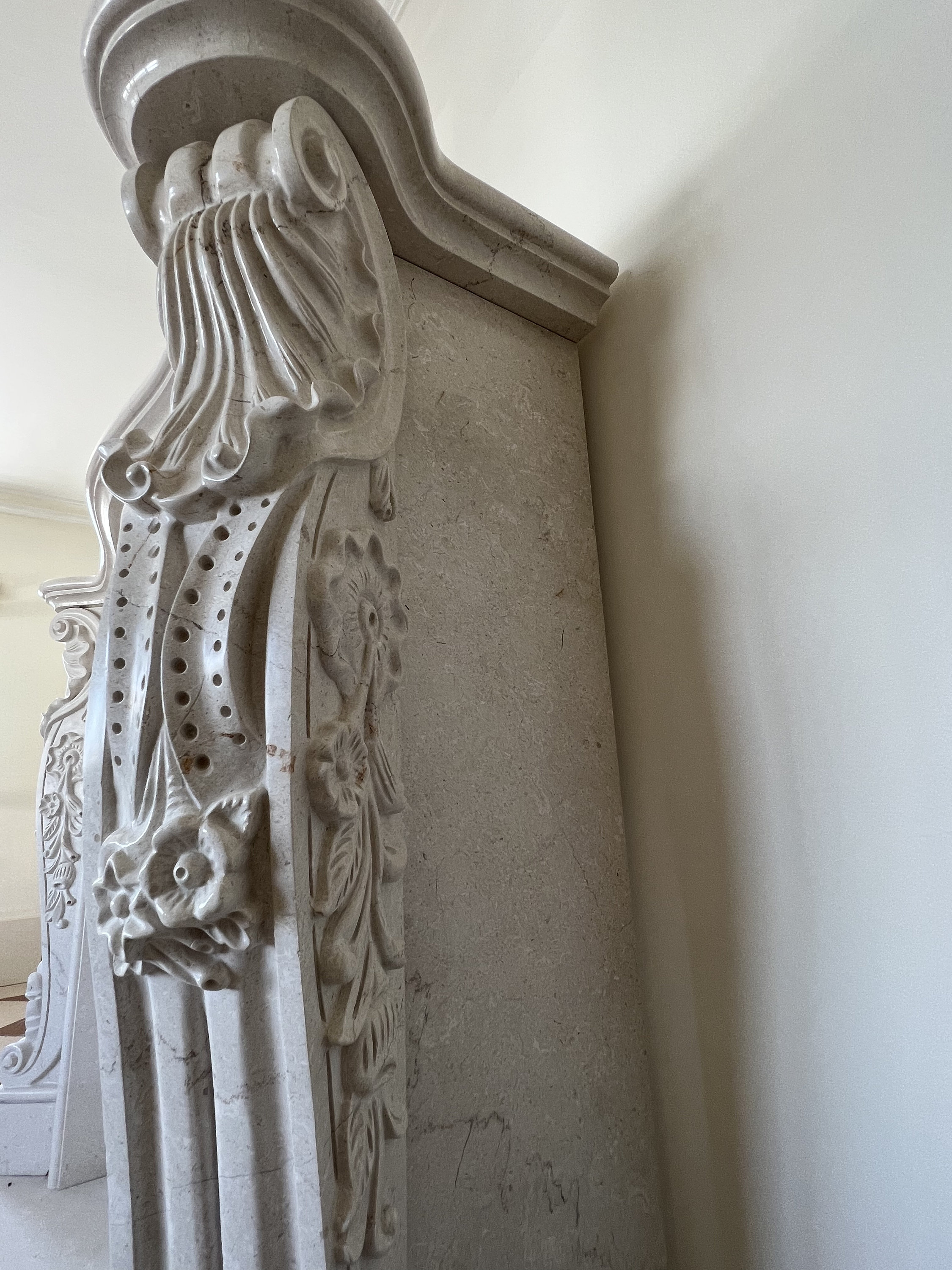 Beige Marble Fireplace - Mantle - Etsy