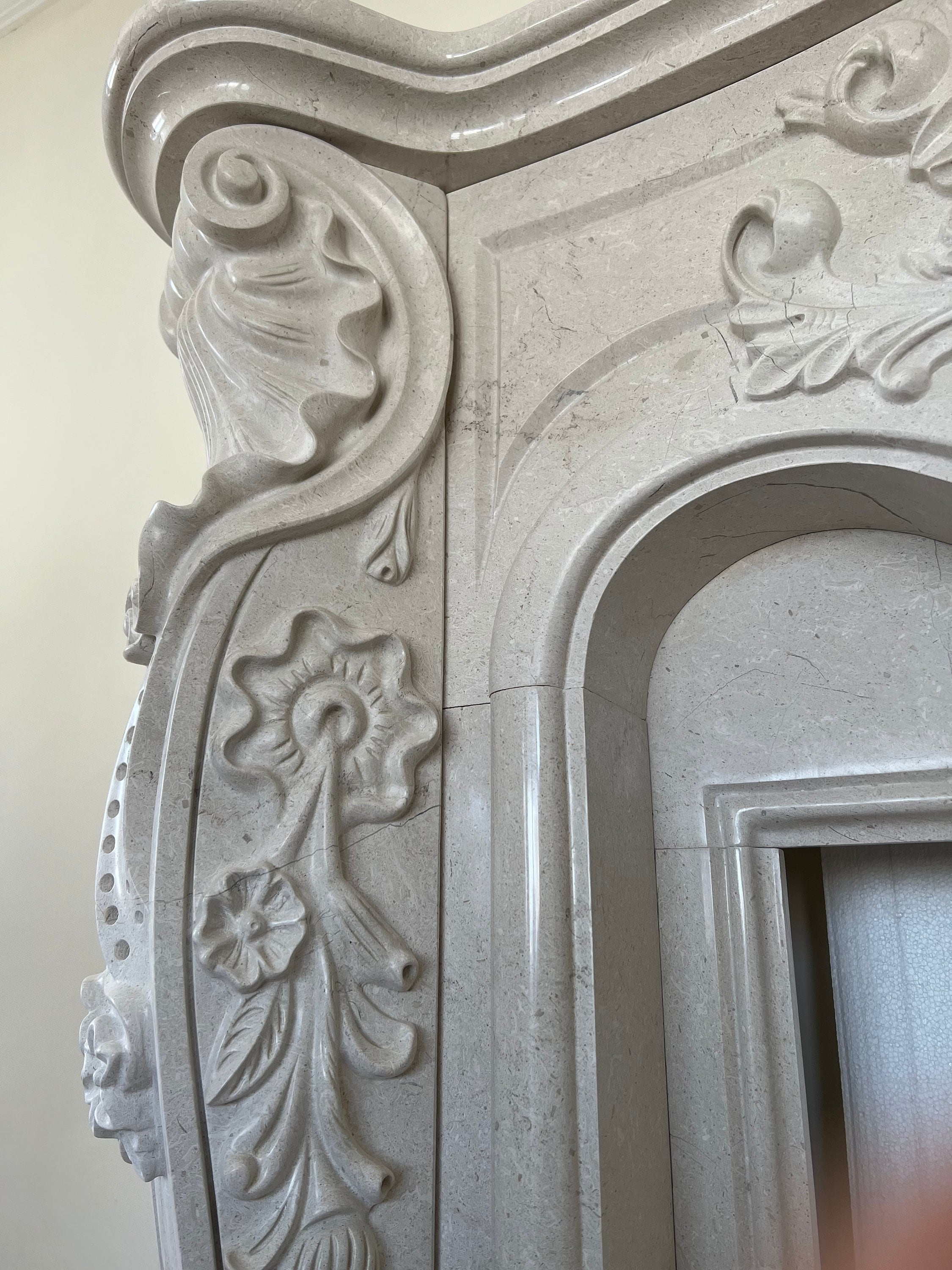 Beige Marble Fireplace - Mantle - Etsy