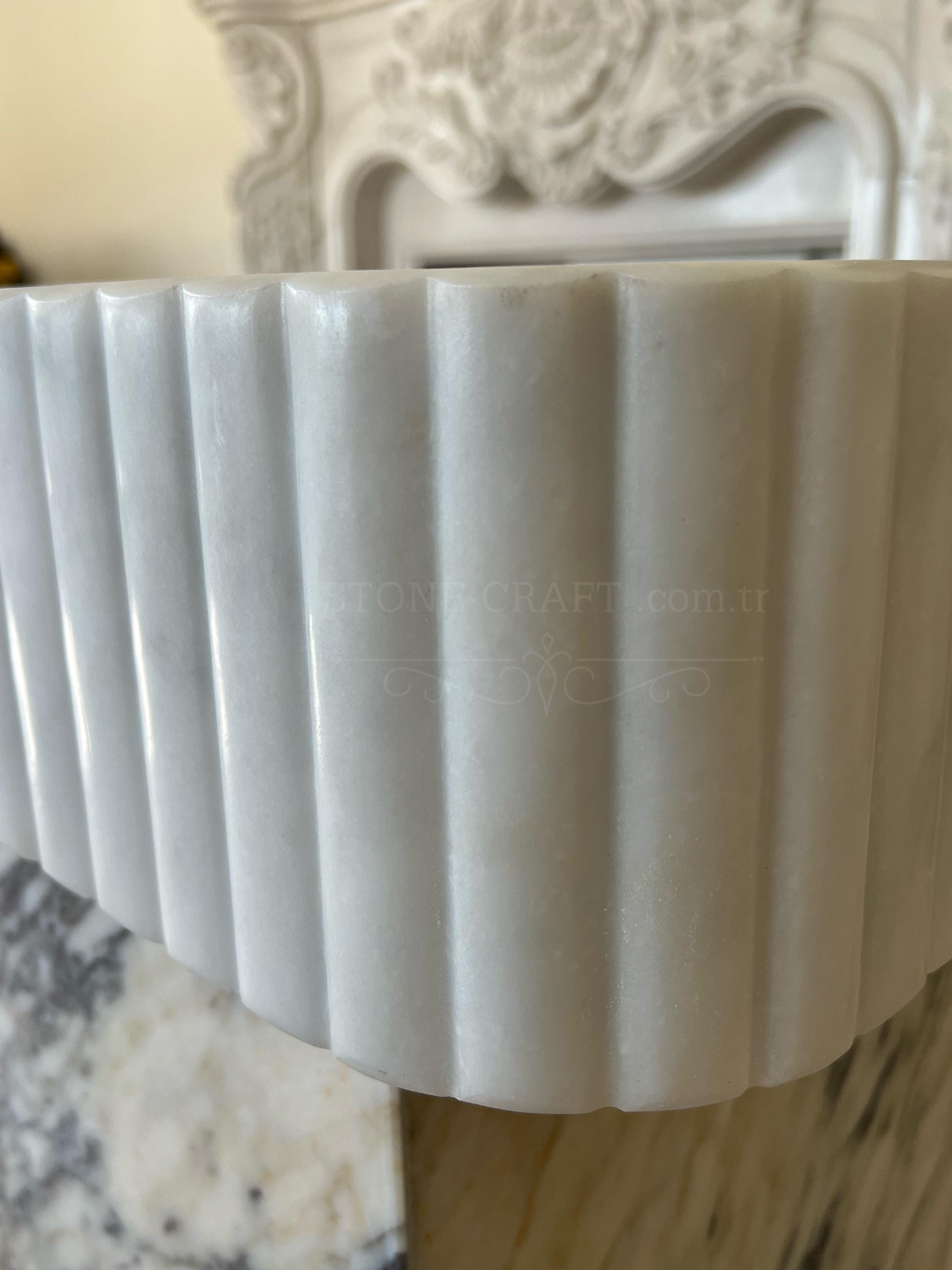 Fluted White Marble Sink: Custom Bathroom Vanity (22.5”x17.25”x6”) - Etsy