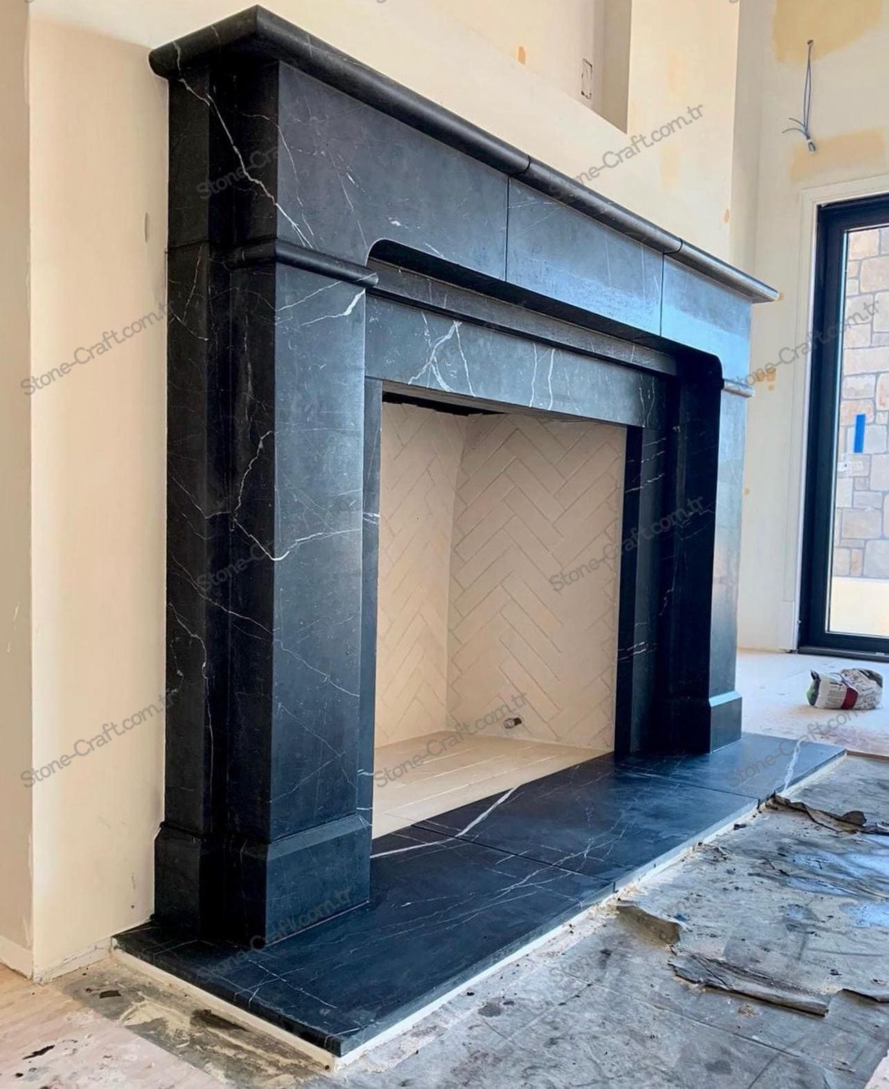 Handcrafted Marble Fireplace Surround: Custom Marble Mantle - Fireplace ...