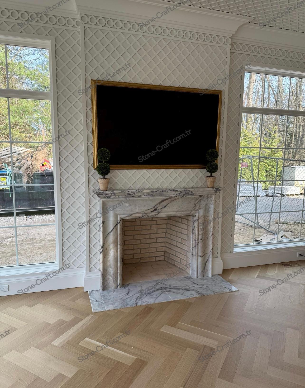 Handcrafted Marble Fireplace Surround: Custom Marble Mantle - Fireplace ...