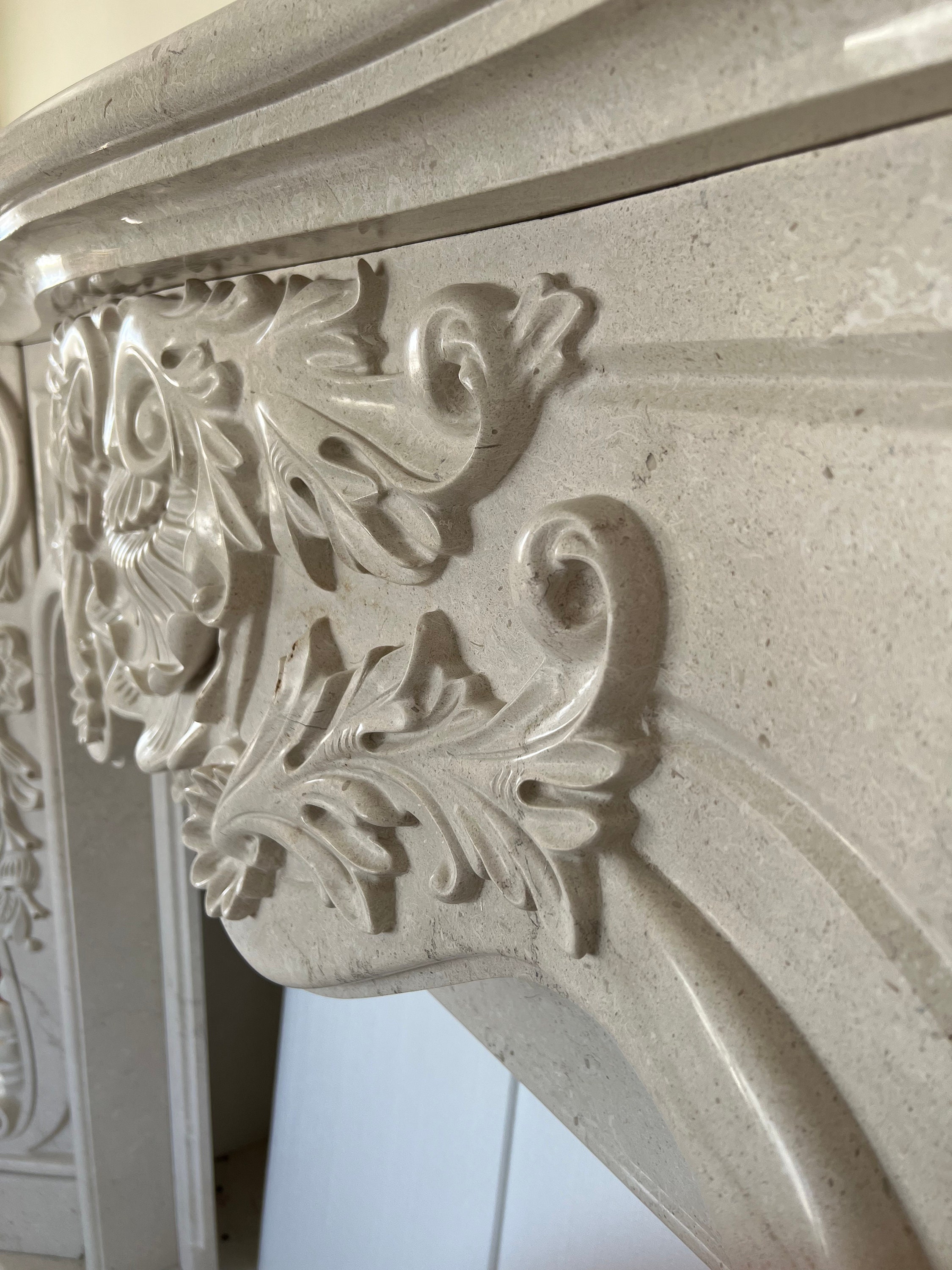 Beige Marble Fireplace - Mantle - Etsy