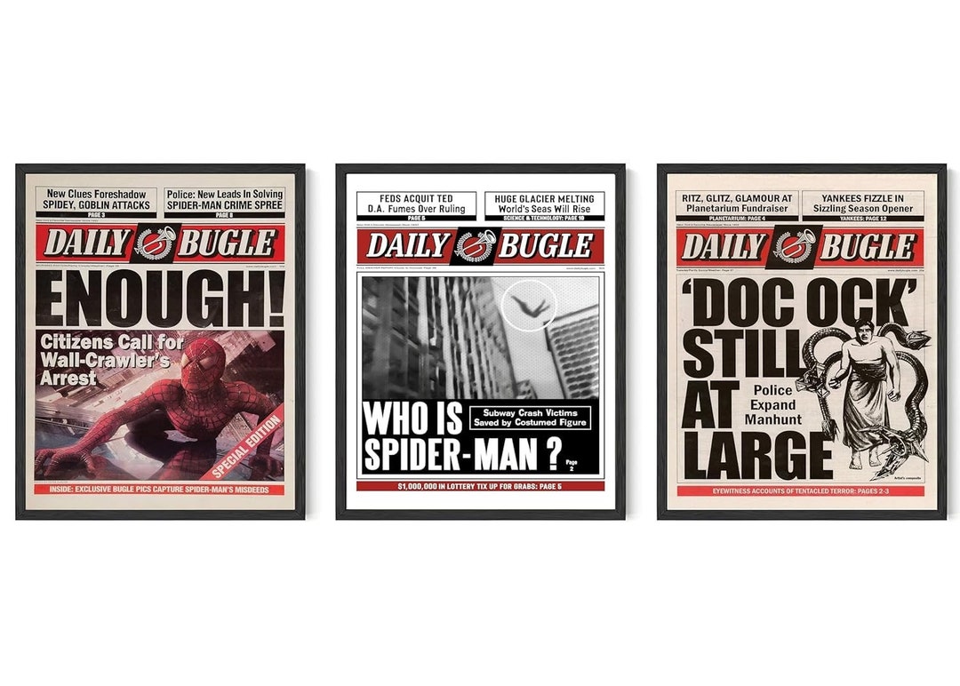 Daily Bugle Newspaper Spiderman Poster, Marvel Superheld Kunst, Wall ...