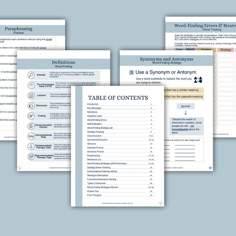 High Level Word-finding Workbook - Adult Speech Therapy, Cognitive ...