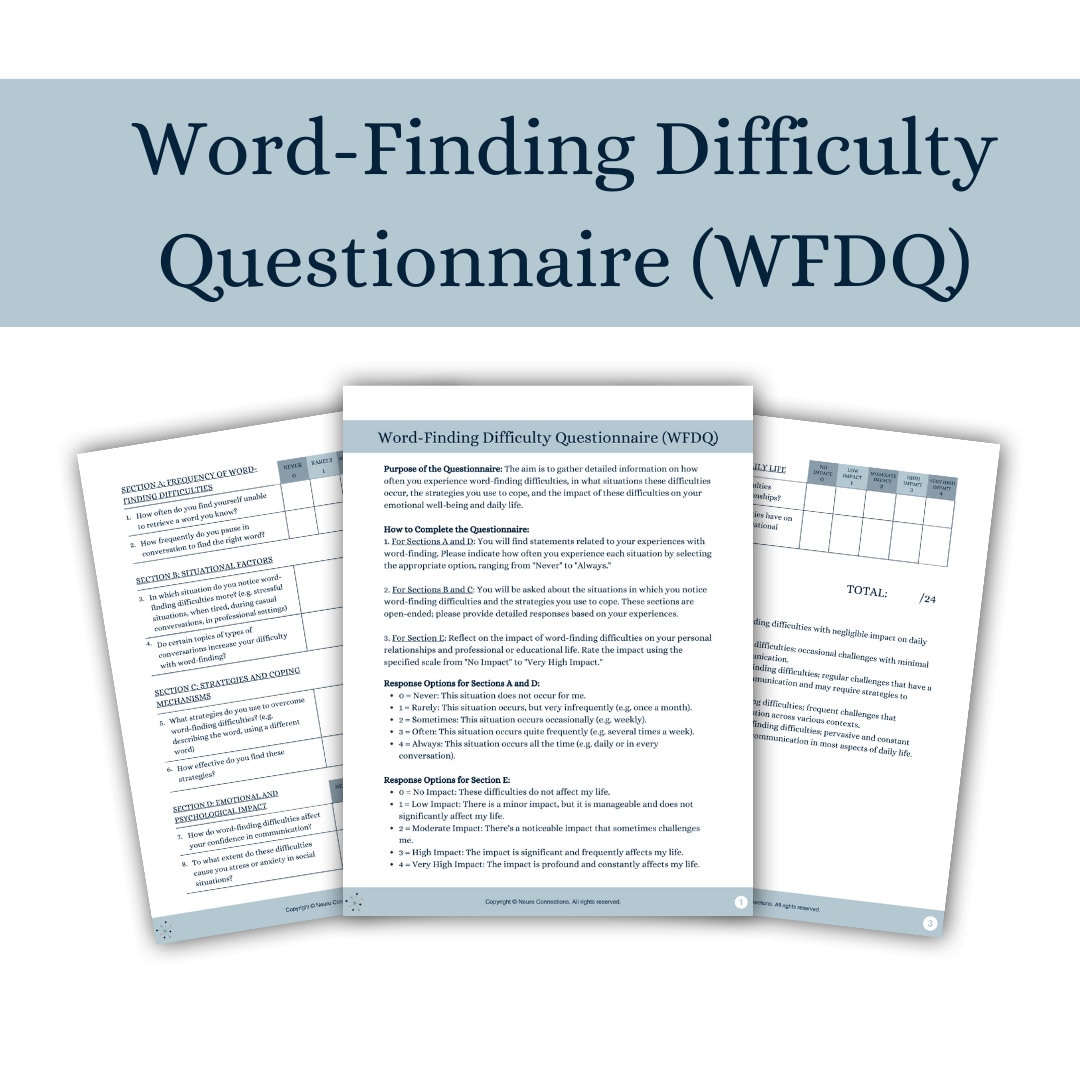 Word-finding Difficulty Questionnaire, PDF, Cognitive-communication ...