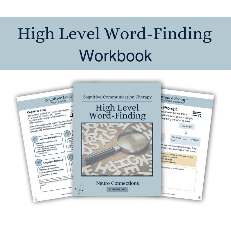 High Level Word-finding Workbook - Adult Speech Therapy, Cognitive ...