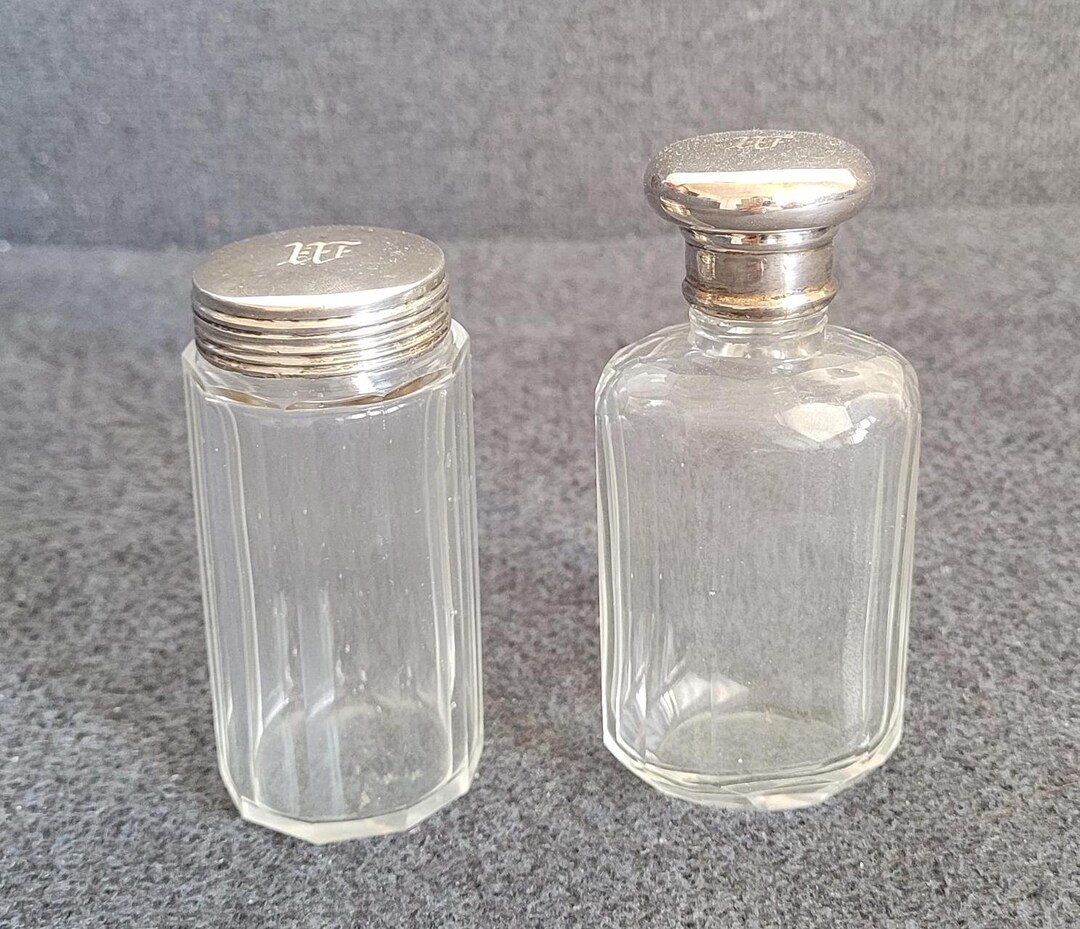Two Antique Glass Vials With Silver Caps - Etsy