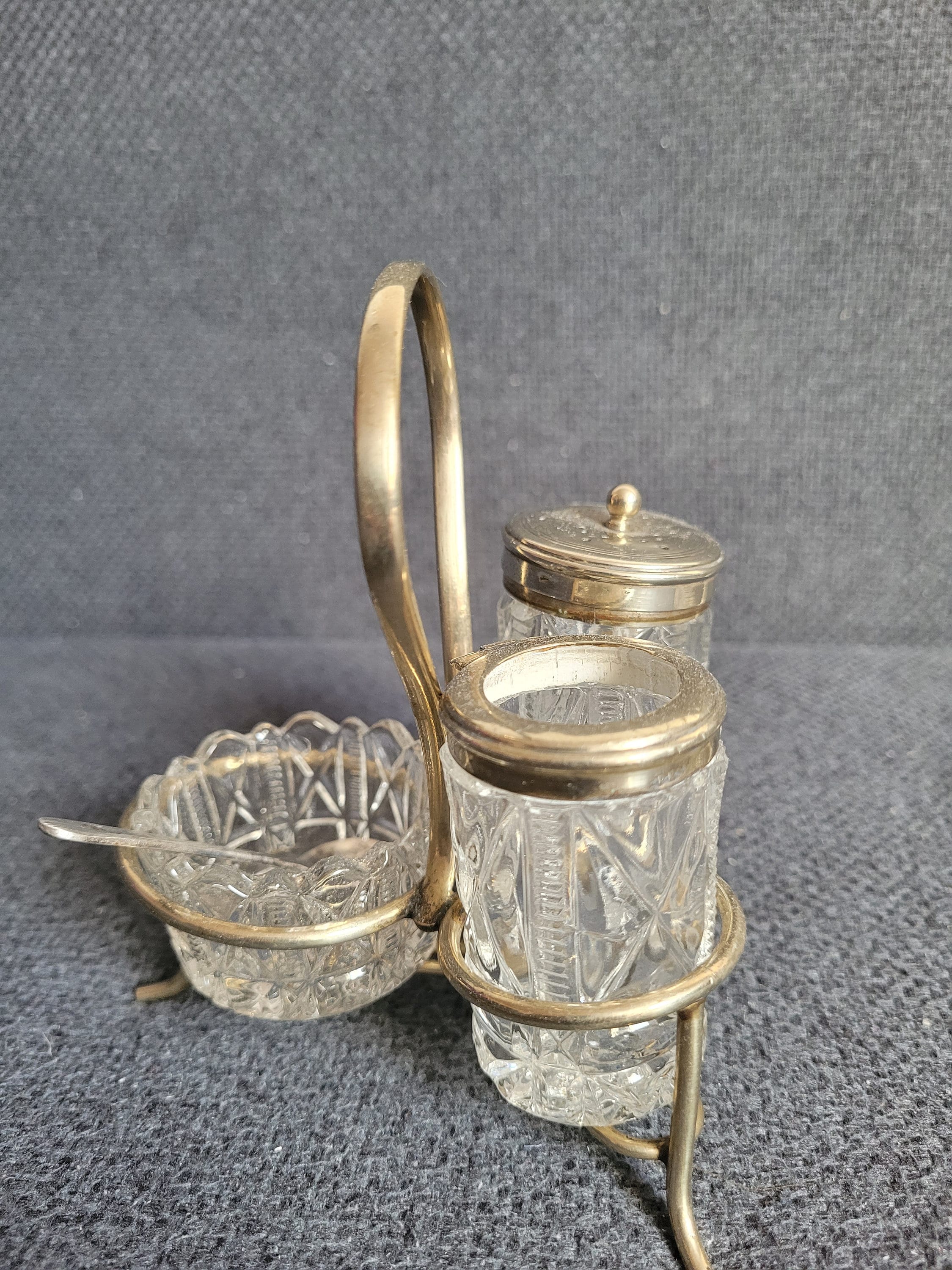 Vintage Crystal Cruet Set, England - Etsy