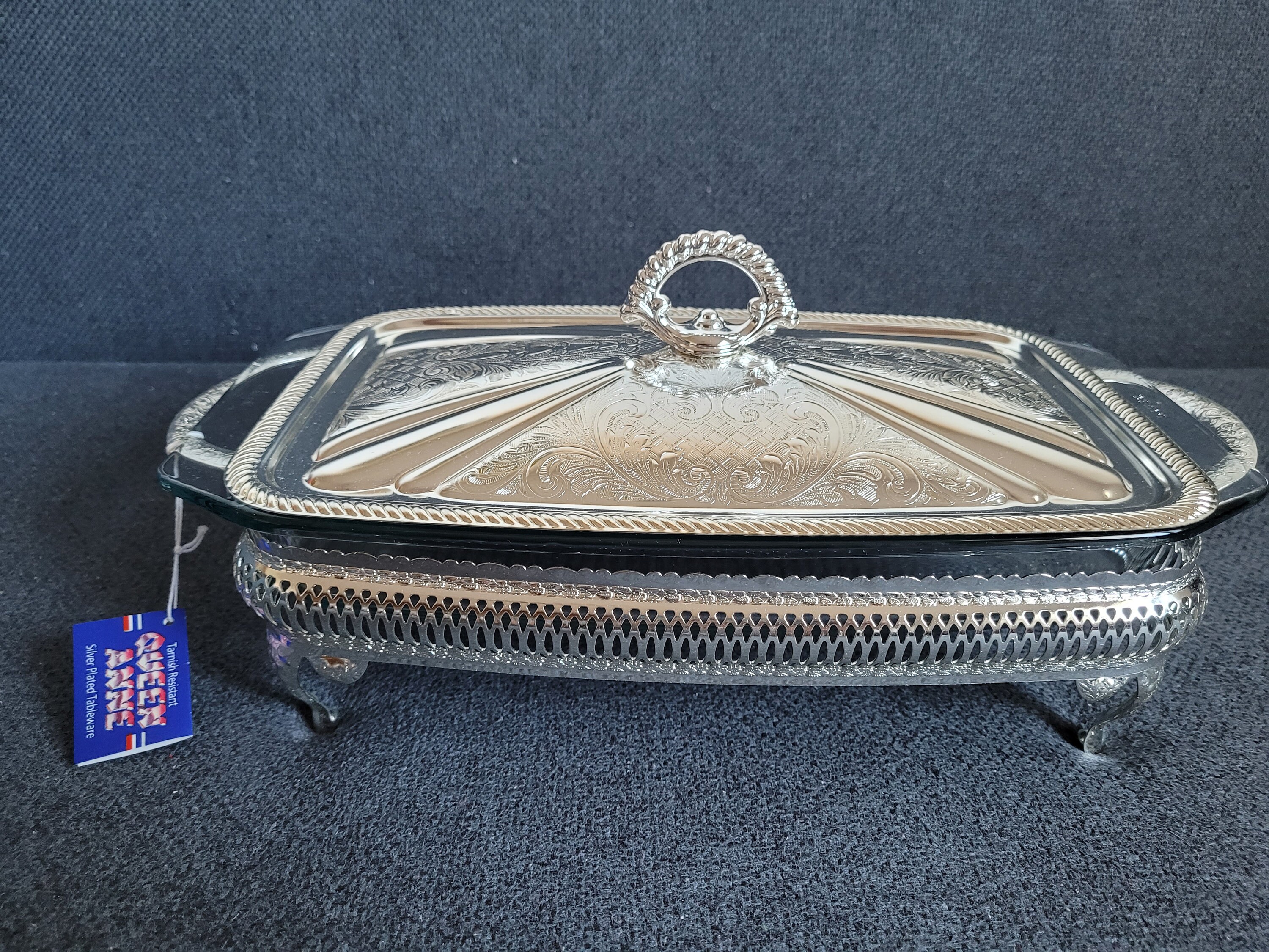 Vintage Rectangular Casserole Silver Plated Queen Anne 38x20 Cm 15 ...