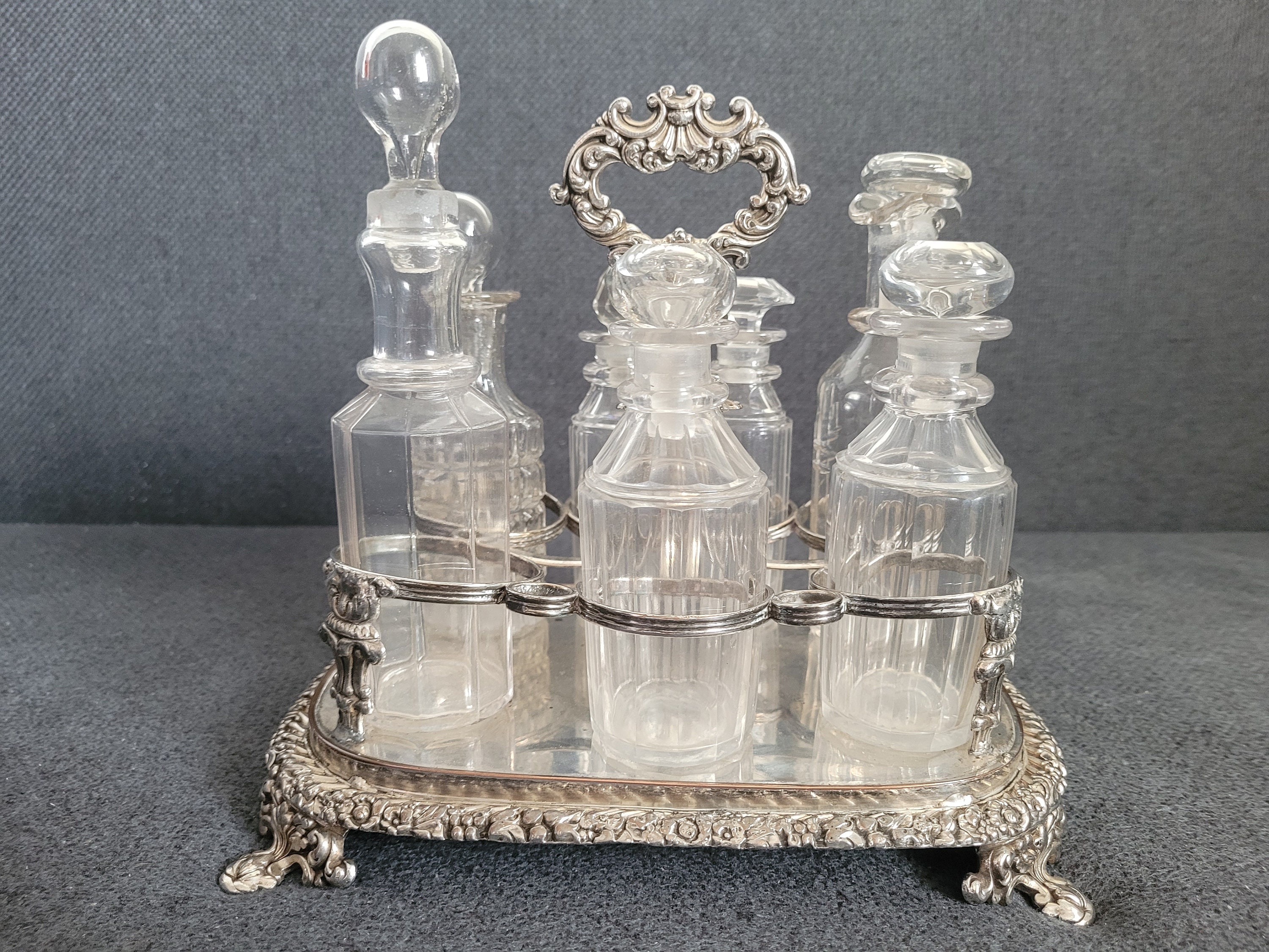 Antique Georgian Silver-plated Crystal Cruet Set - Etsy