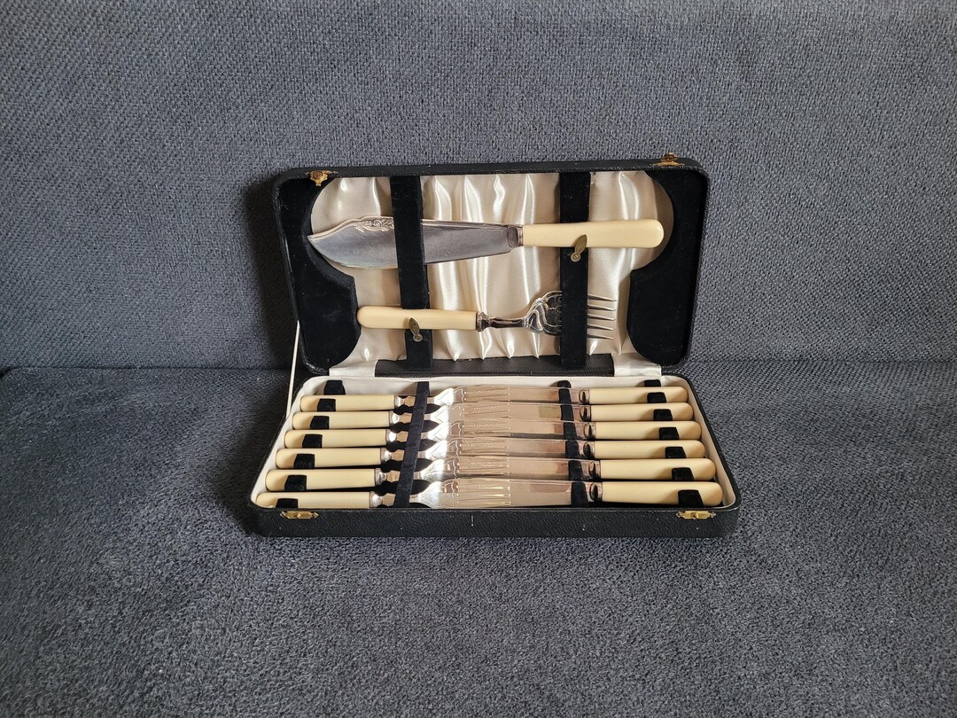 Vintage Fish Cutlery Set With Cellulose Handles in an Original Case. - Etsy