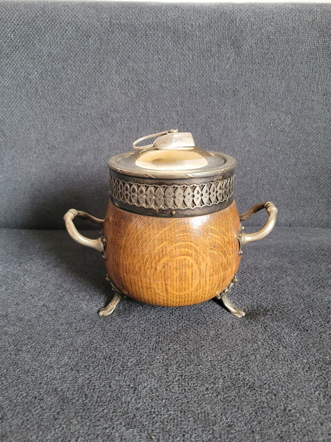A Rare Oak Biscuit Barrel From the Late 19th Century - Etsy