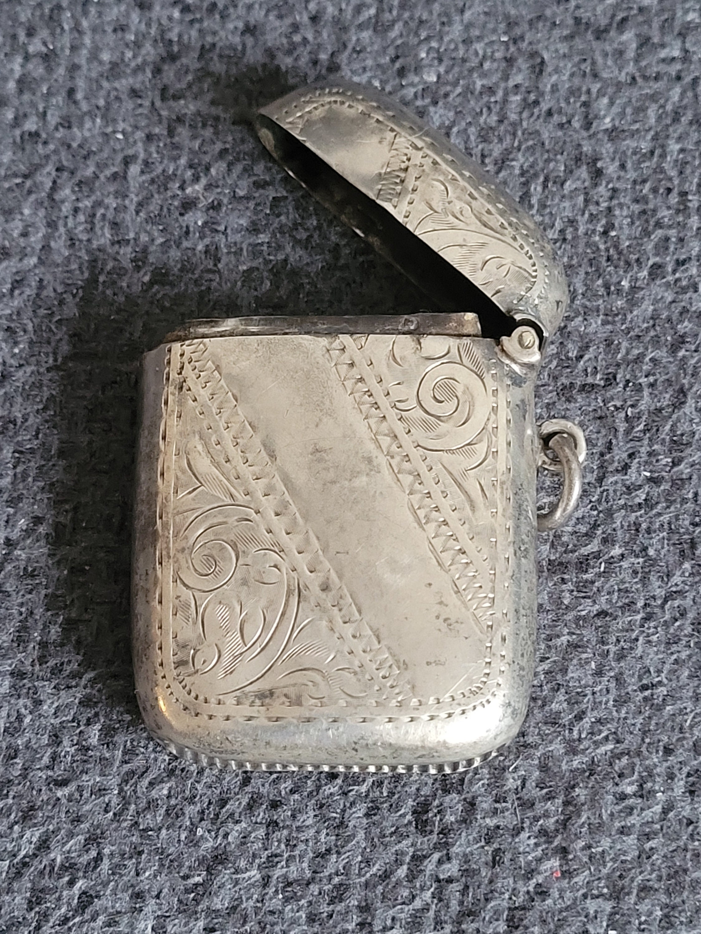 Vesta Match Case With Hand Engraving, 925 Sterling Silver - Etsy