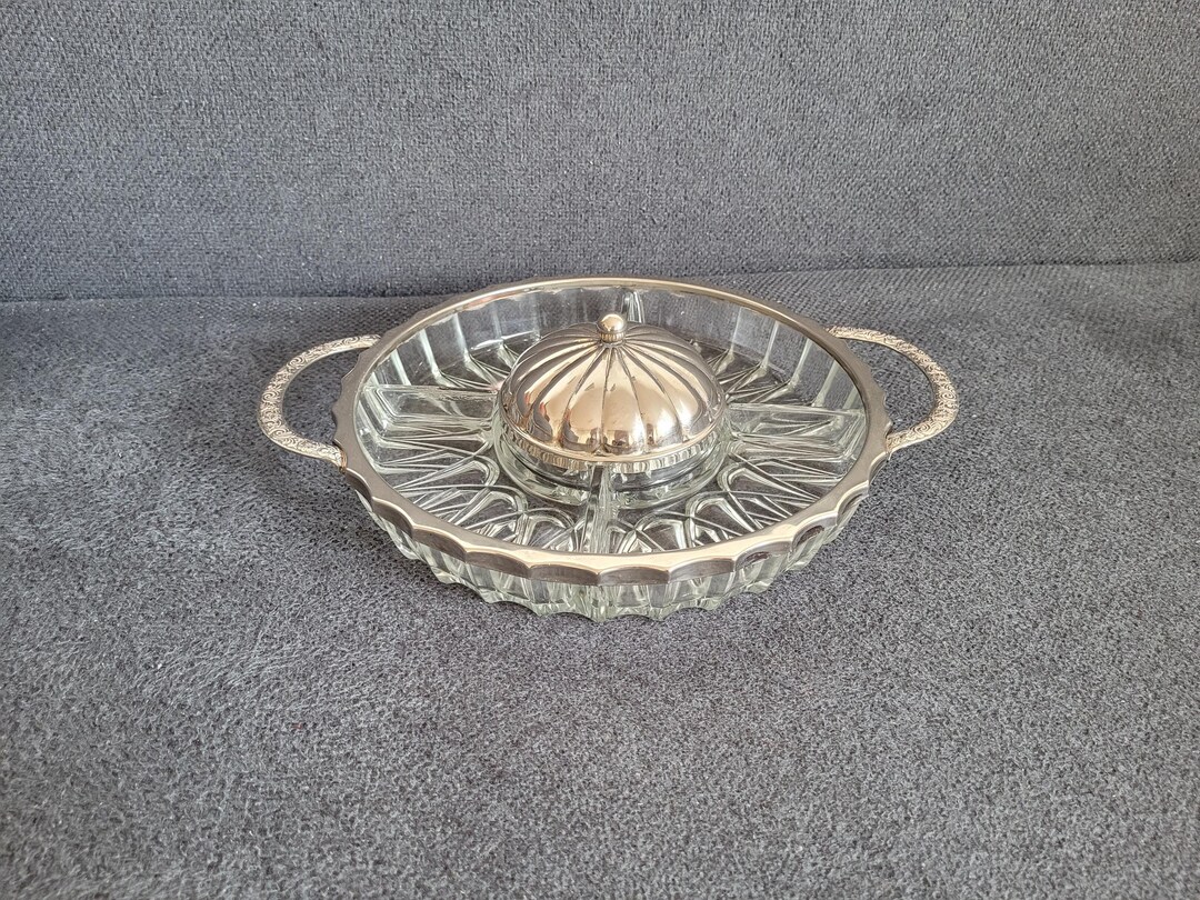 Vintage Crystal Relish Serving Tray by Queen Anne - Etsy