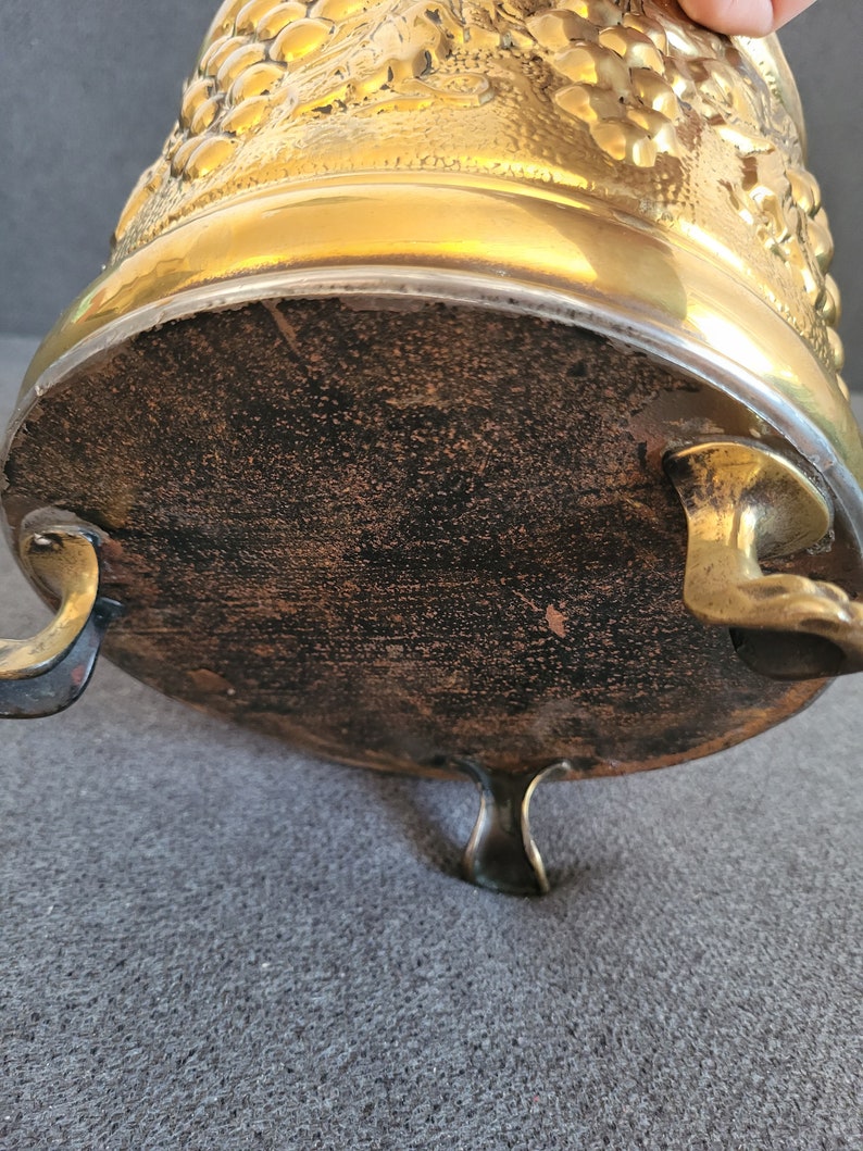 Vintage Brass Ash Bucket on Lion Paws, With a Voluminous Pattern of ...
