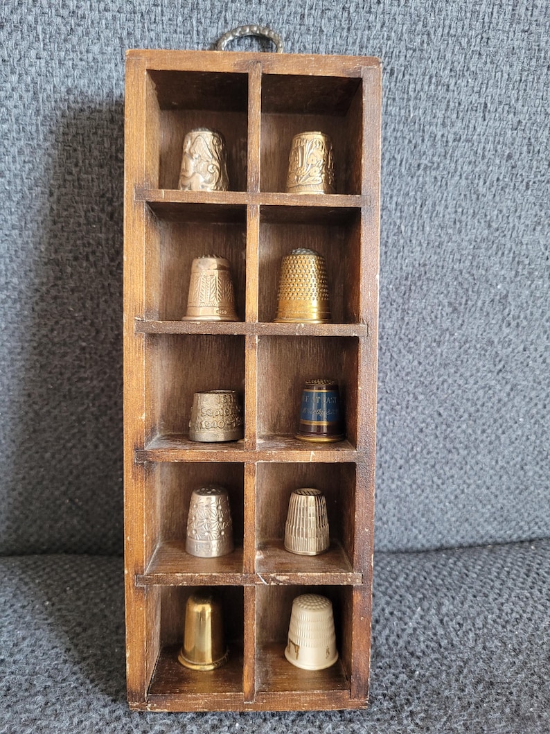 Vintage Thimble Display Case With 10 Thimbles (3 Silver). - Etsy