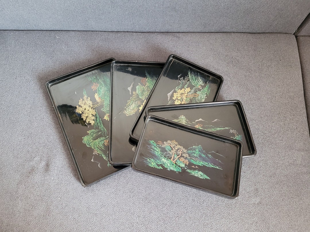 A Complete Set of Vintage Wooden Japanese Serving Trays Circa 1950 - Etsy