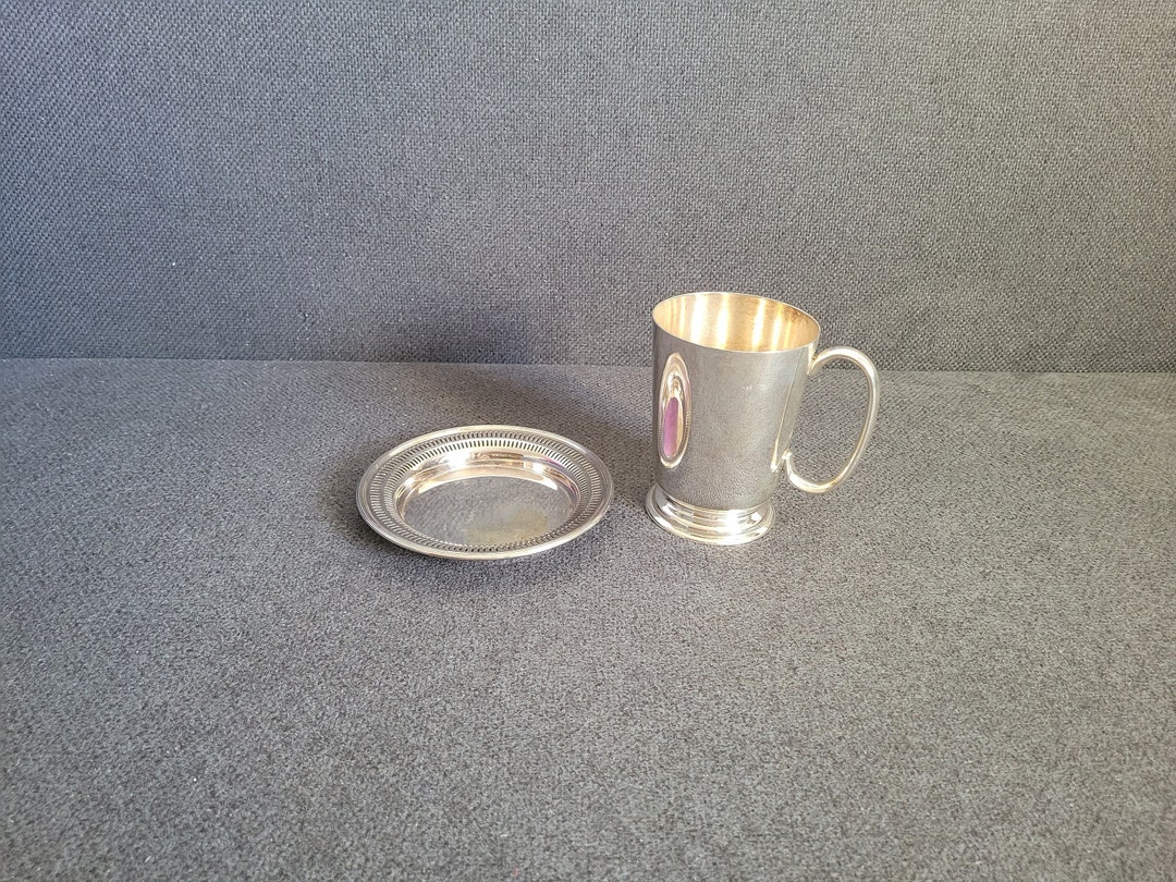 Antique Mug Alex Clark Co Ltd and Silver-plated Plate WILLIAM R ...