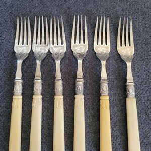 A Set of Antique Sterling Silver Forks With Bone Handles - Etsy