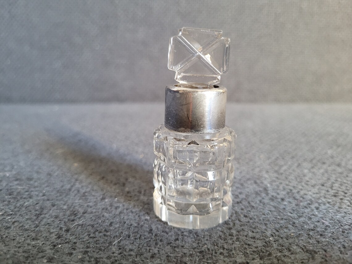 A Rare Antique Crystal Bottle With a Silver Rim and a Crystal Lid - Etsy