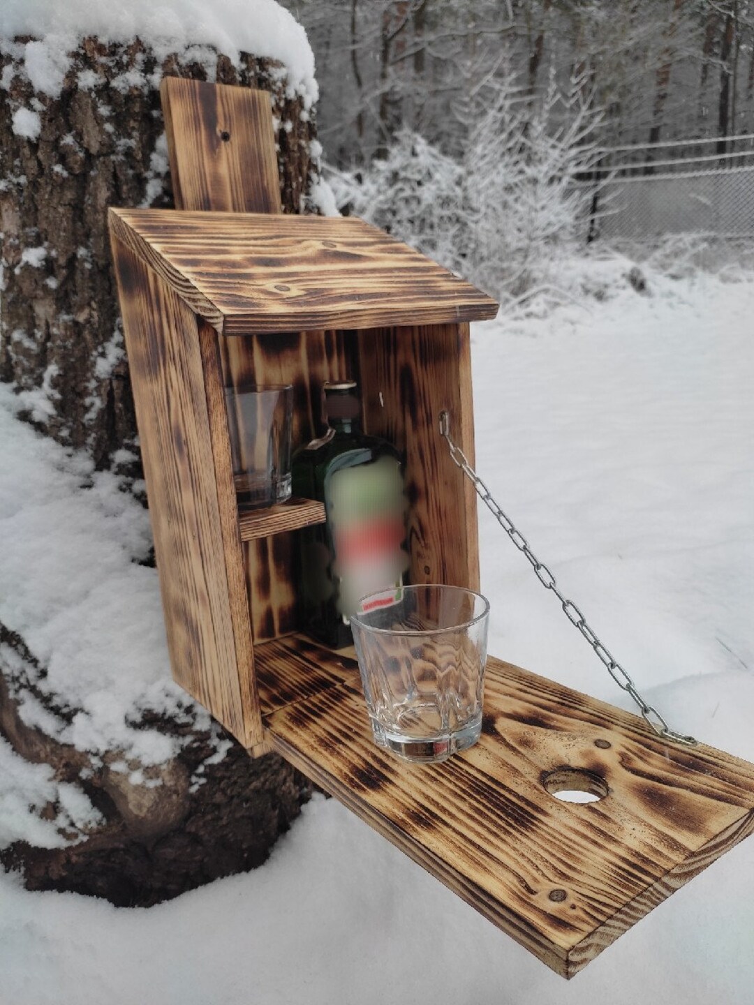 Bird House Whiskey Mini Bar, Wooden Wine Rack Cabinet, Hideaway Liquor ...