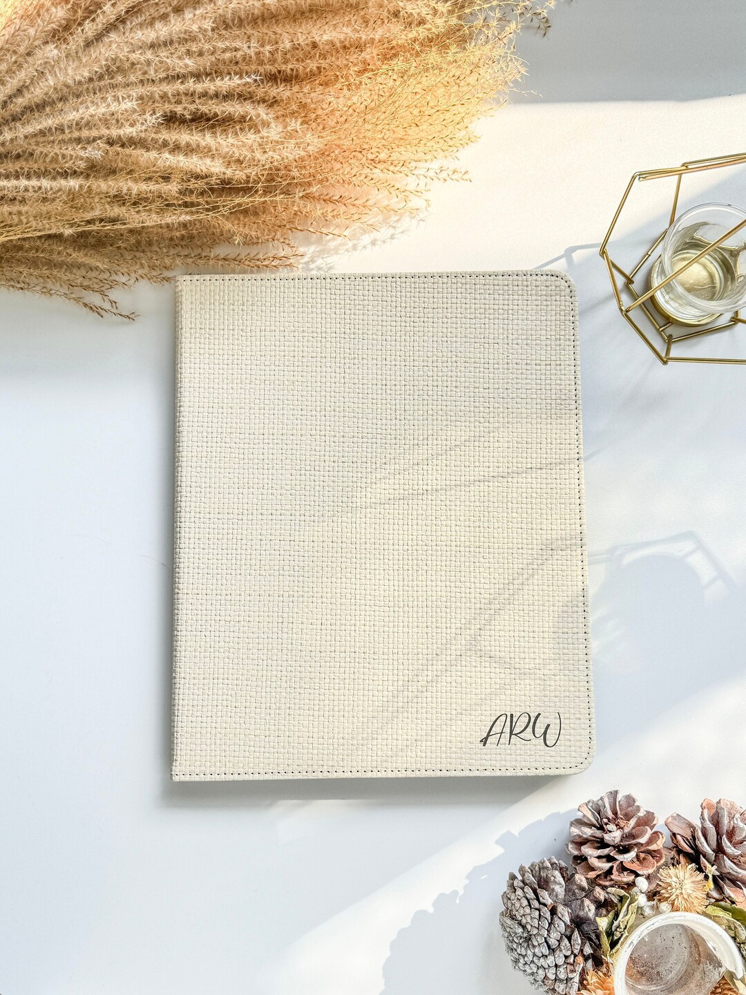 Beige Woven Leather iPad Case for Air 5 4 3 Case, iPad Cover for iPad 9 ...