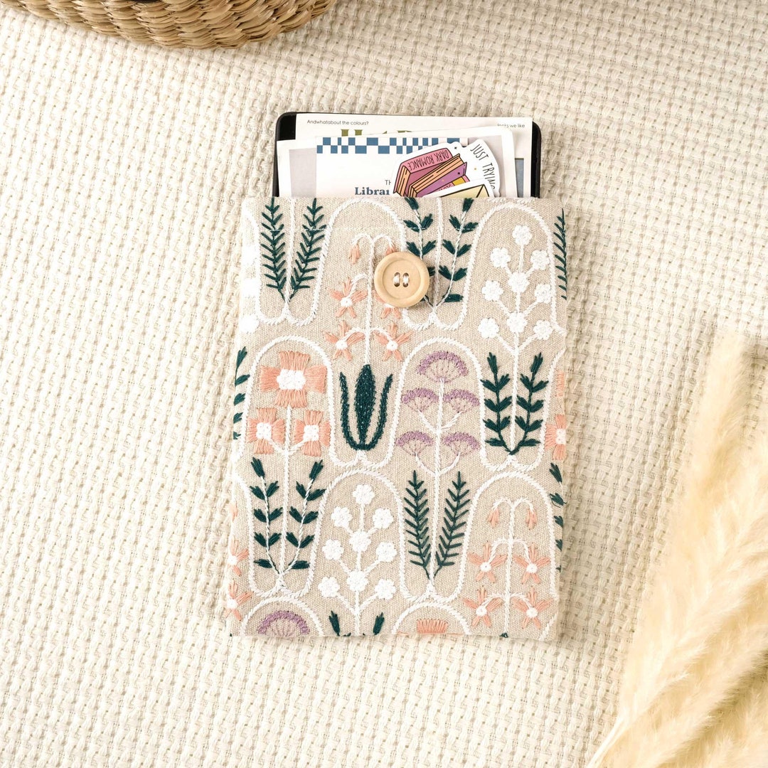 Floral Embroidered Kindle Sleeve, Ereader Sleeve, Kindle Colorsoft ...