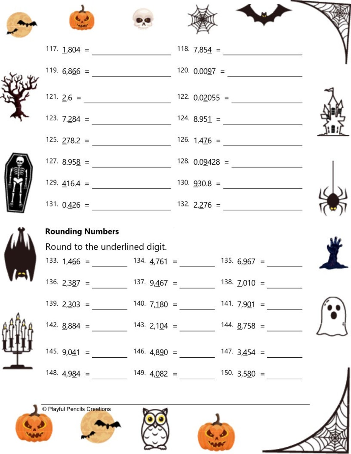 Halloween Math Worksheet: Place Value, Prime Numbers, GCD, LCM - Etsy