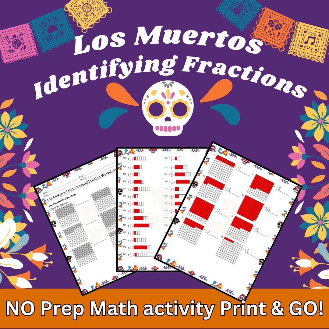 3rd Grade Fractions Activity: El Día De Los Muertos (NO PREP) - Etsy