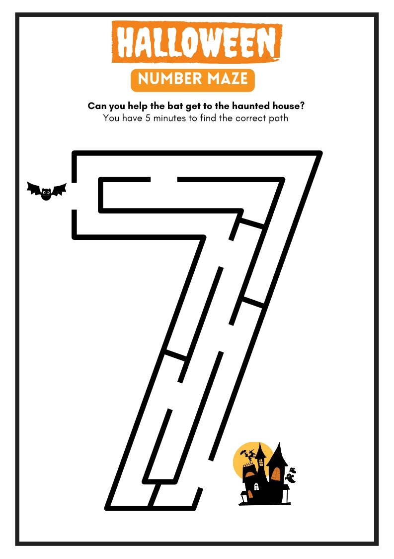 Halloween Number Maze Printable Number Maze Worksheets, Number ...