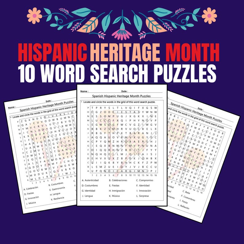 La Hispanidad Sopa De Letras Hispanic Heritage Month No Prep Bundle 10 ...