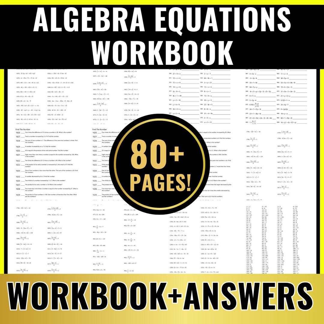 Algebra Worksheets | Math Workbook 6th-8th Grade | Solving One-step ...