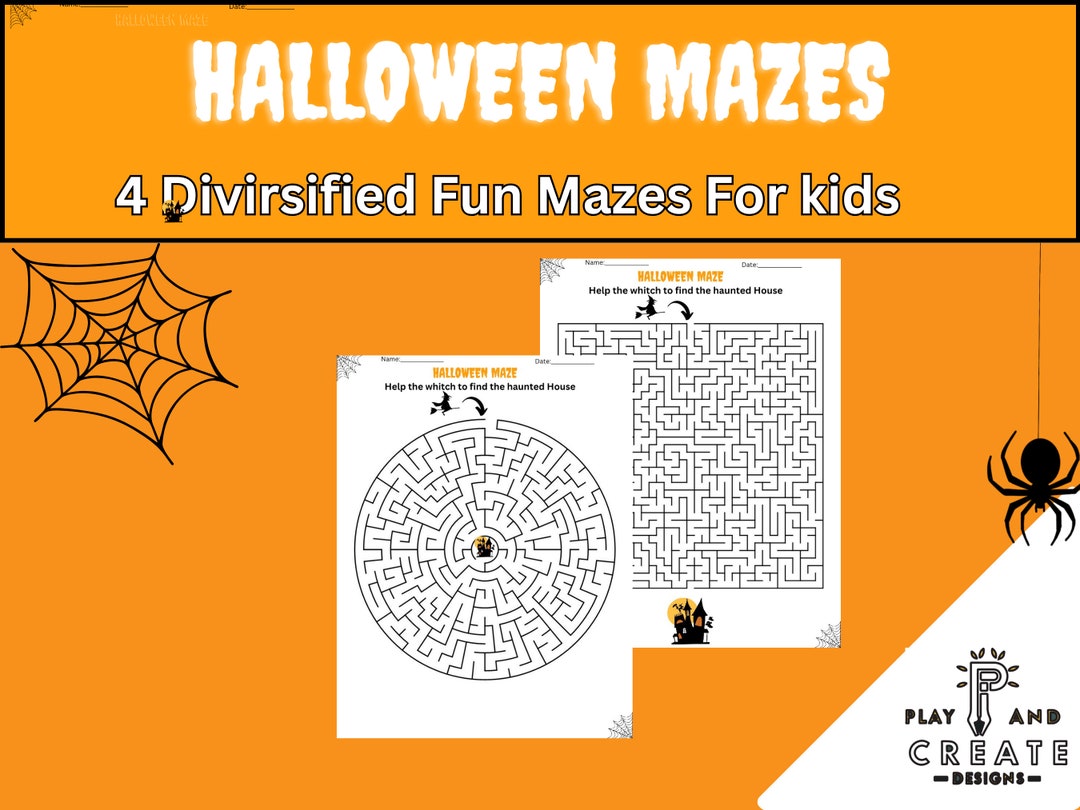 Halloween Mazes: 4 Fun Puzzles for Kids (digital Download) - Etsy