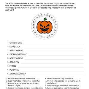 Spanish Halloween 10 Decoding Ring Puzzles Noche De Brujas Espanol ...