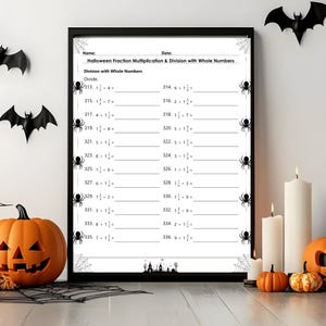 Halloween Math Multiplying and Dividing Fractions by Whole Numbers 5th ...