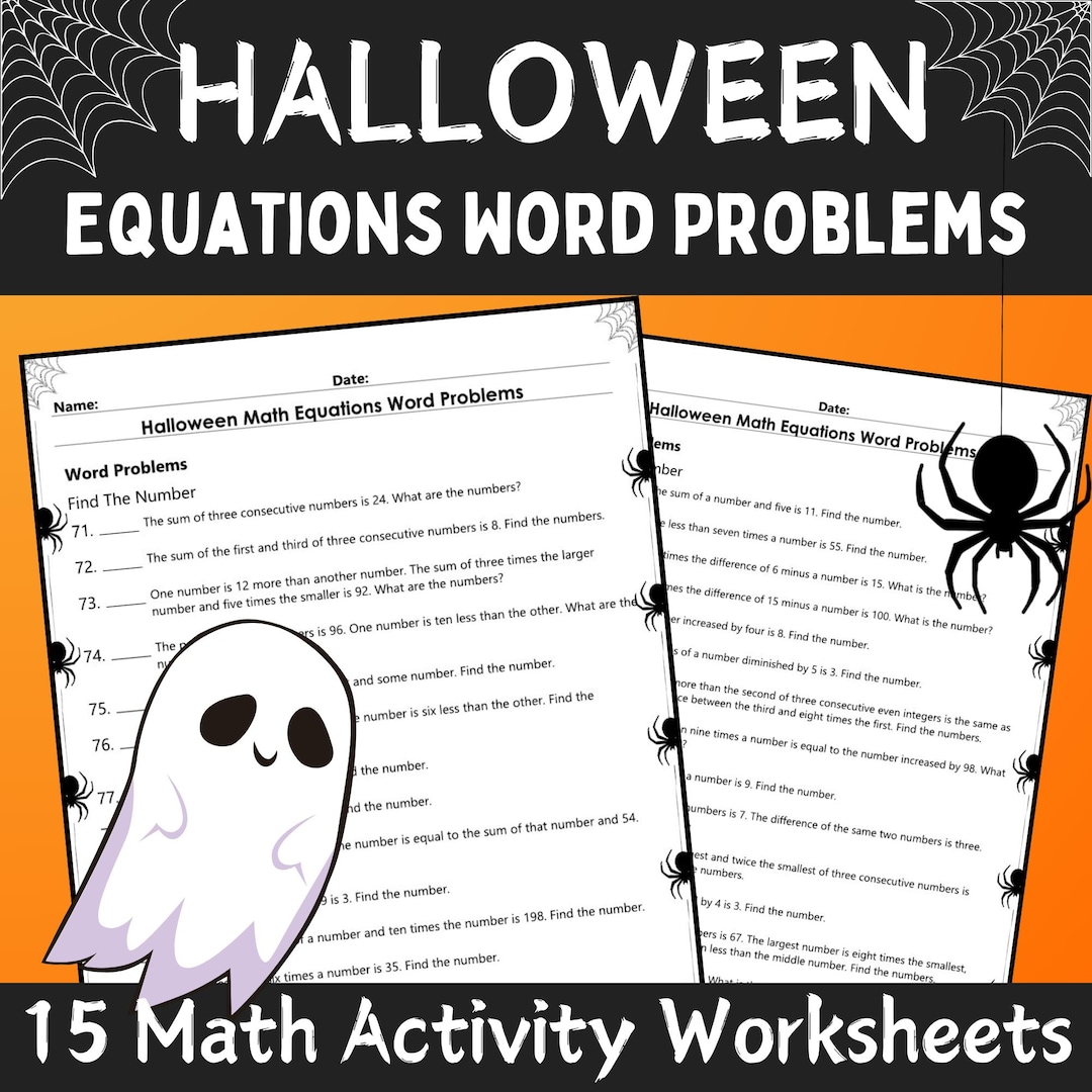 Halloween Word Problems Worksheet: 5th-6th Grade Math (PDF) - Etsy